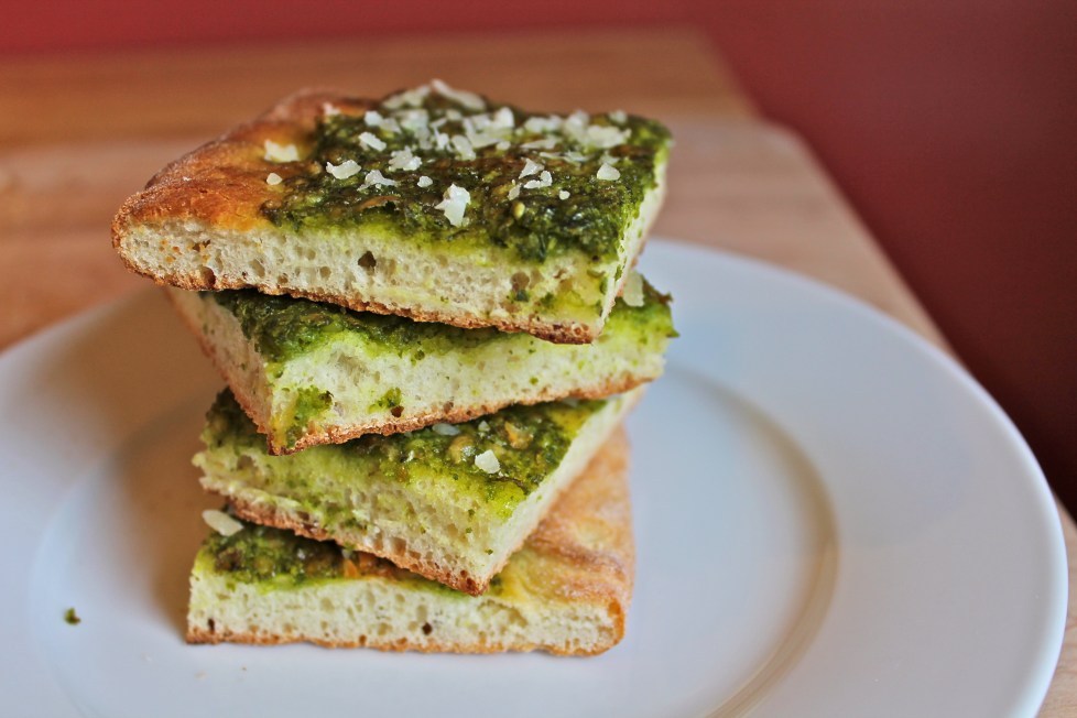 Semolina Flatbread with Arugula, Mint, and Spinach Pesto | Savory Salty ...