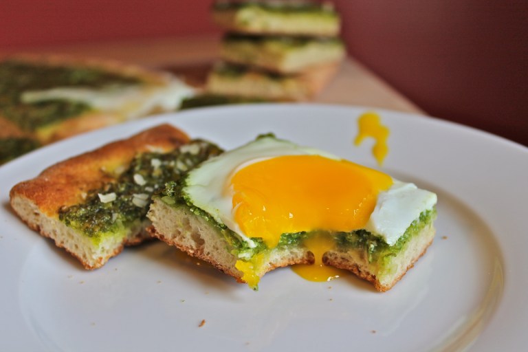 Semolina Flatbread with Arugula, Mint, and Spinach Pesto | Savory Salty ...